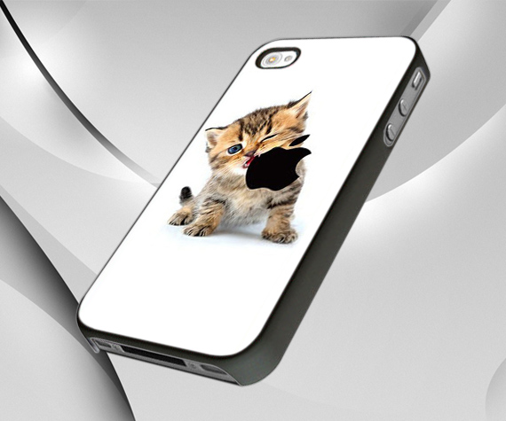 Iphone Cover,kitten Eating Apple Logo For Iphone 4/4s,iphone 5 Case on ...